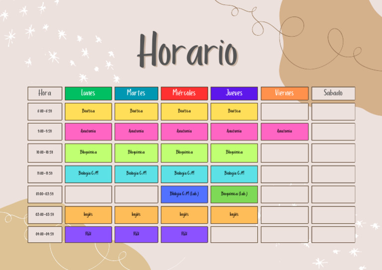 Horario de Clases Semanal | PDF