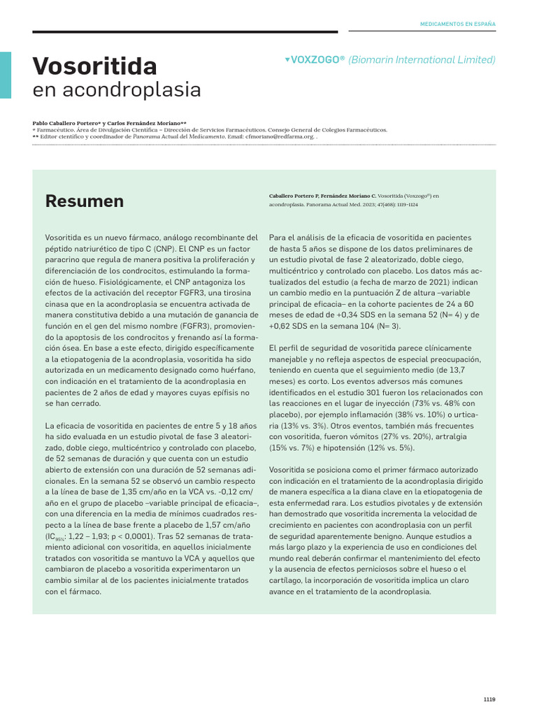 PAM468!3!4 Medicamentos Espana Vosoritida Acondroplasia | PDF ...