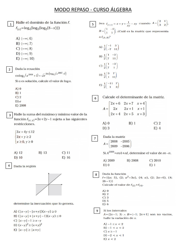 Álgebra - Modo Repaso | PDF