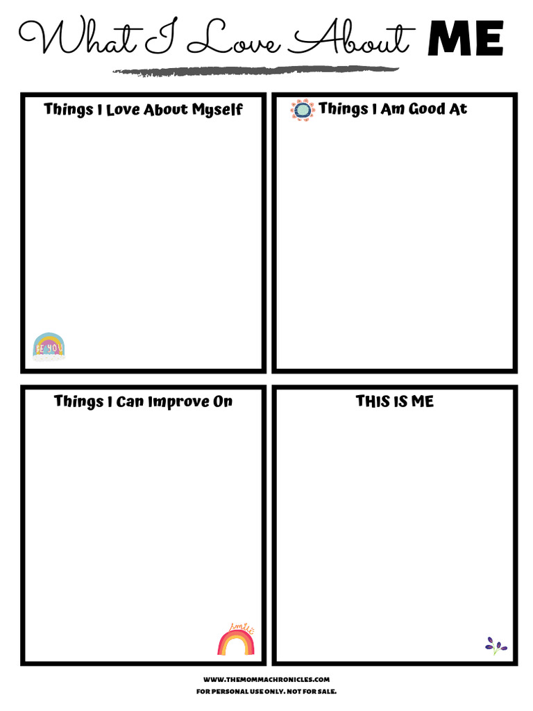 Self Love Worksheet For Kids | PDF