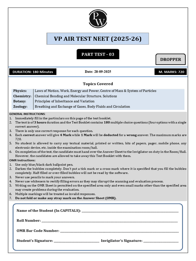 68da7d5ea39699900860829d - ## - VP AIR Part Test - 03 - Test Paper ...