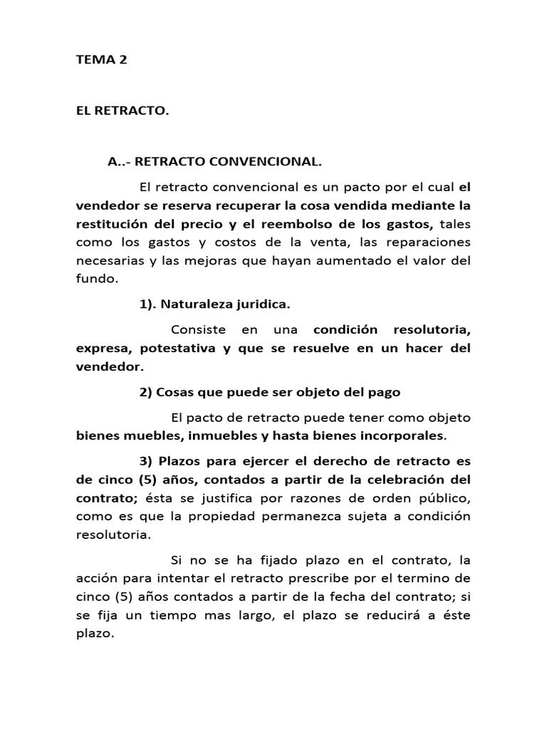 Tema 2 Retracto (Amtonio Marin) | PDF | Propiedad