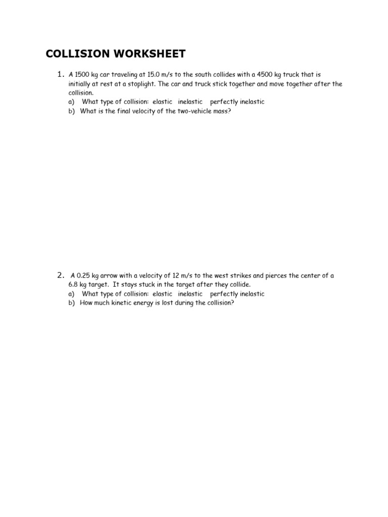 Collision Worksheet Edited | PDF