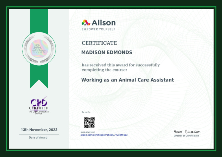 Animal Care Assistant Cert | PDF