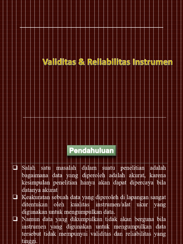 Validitas dan Reliabilitas Alat Ukur Penelitian | PDF