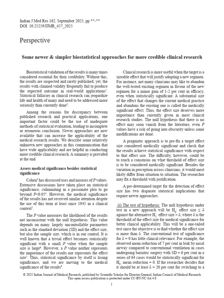 New Biostatistical Methods for Clinical Research | PDF | Effect Size ...