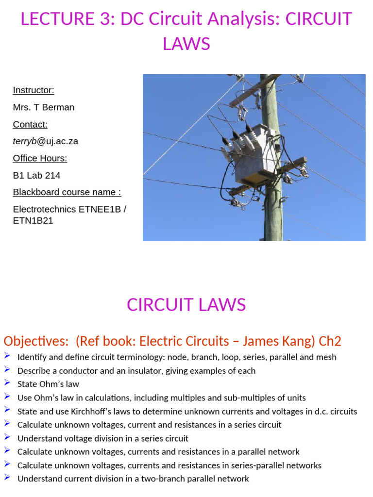 DC Circuit Analysis: Circuit Laws Explained | PDF | Electrical Network ...