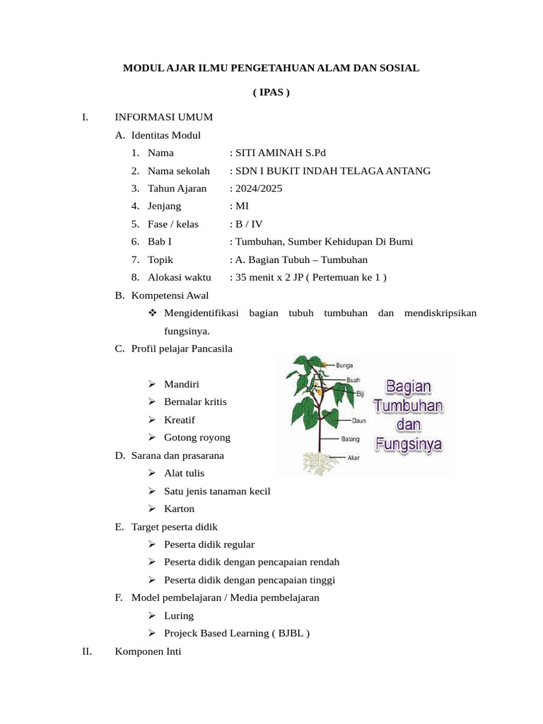 Modul Ajar Bu Siti PPG Ukin | PDF
