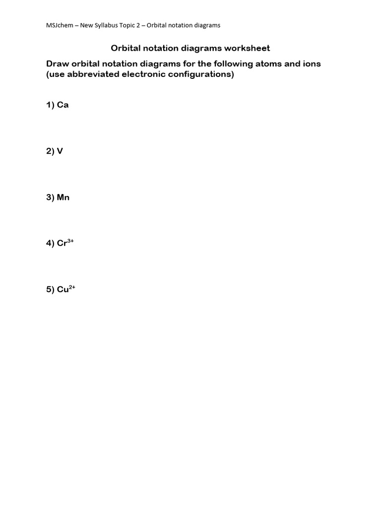 Orbital Notation Worksheet | PDF