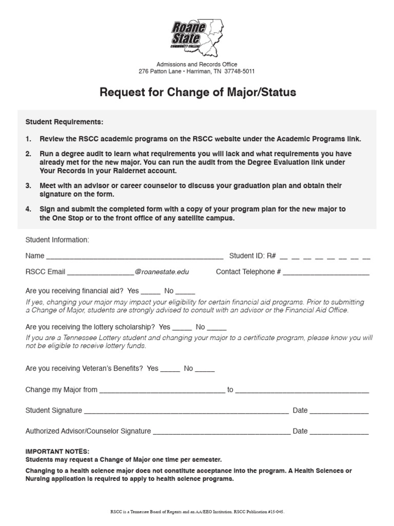 Change of Major | PDF