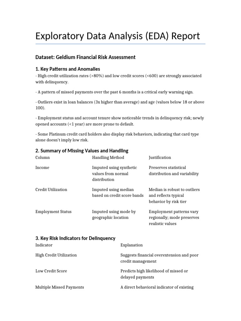 Geldium EDA Reports - Dock | PDF | Statistical Analysis | Teaching ...