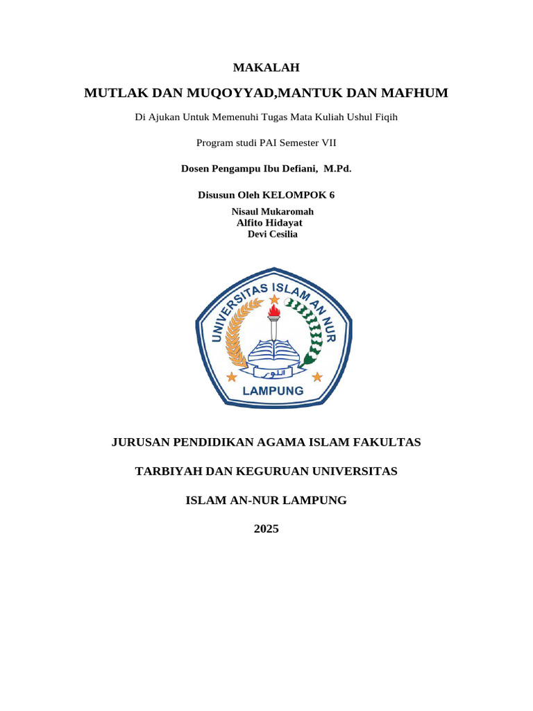 MAKALAH Ushul Fiqih Kel 6 | PDF