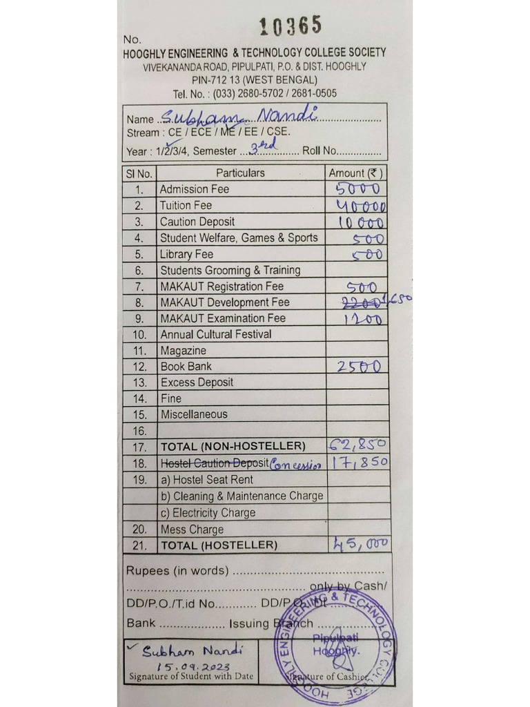 Admission Receipt | PDF