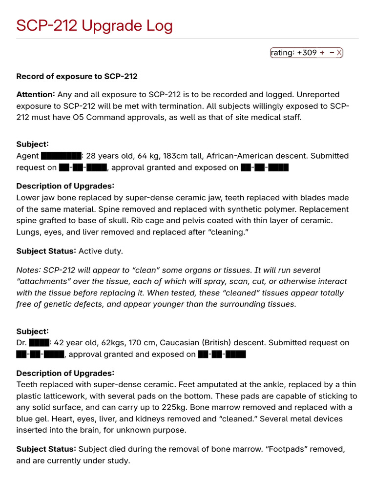 SCP Foundation: SCP-212 Upgrade Log | PDF | Mummy