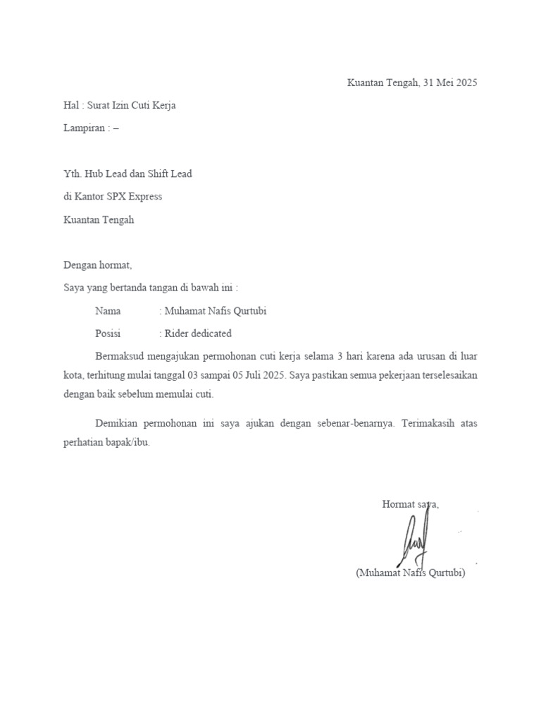 File Pengajuan Cuti Kerja | PDF