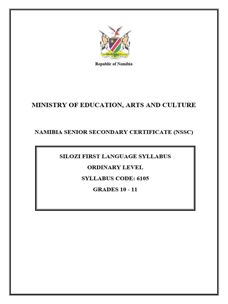 NSSCO Silozi First Language Syllabus | PDF