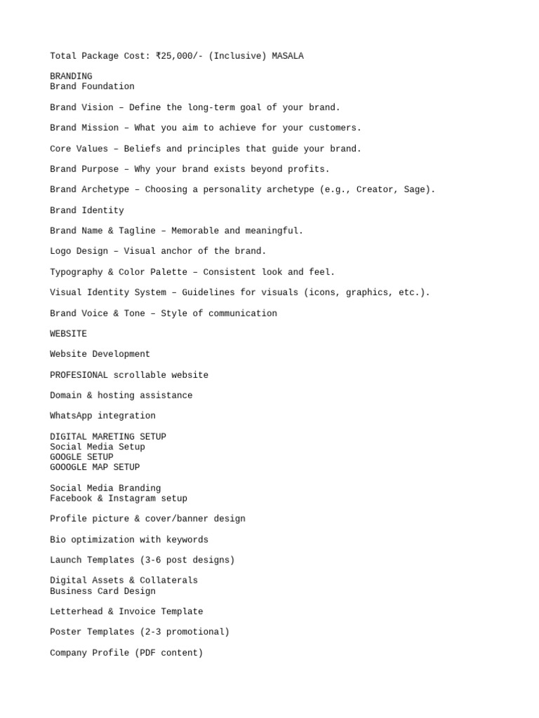 Total Package Cost 25,000 - (Inclus | PDF