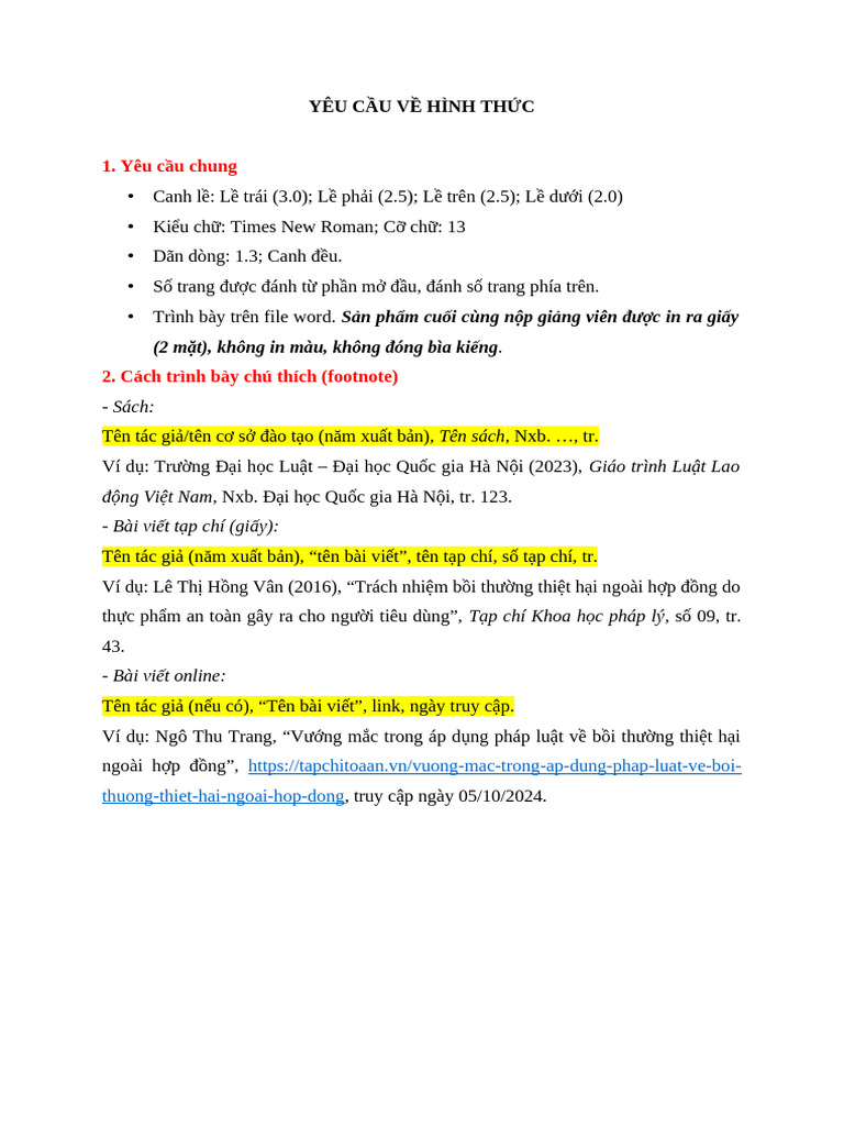 BTL_YÊU-CẦU-VỀ-HÌNH-THỨC | PDF