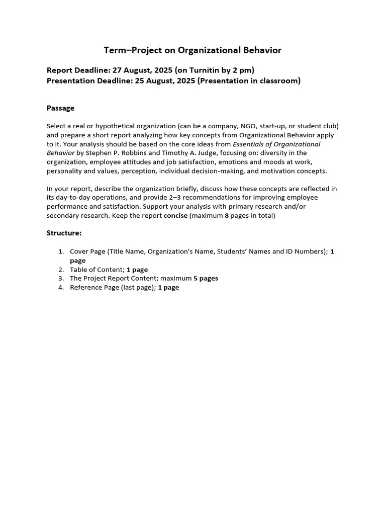 Short Term-Project (OB) | PDF