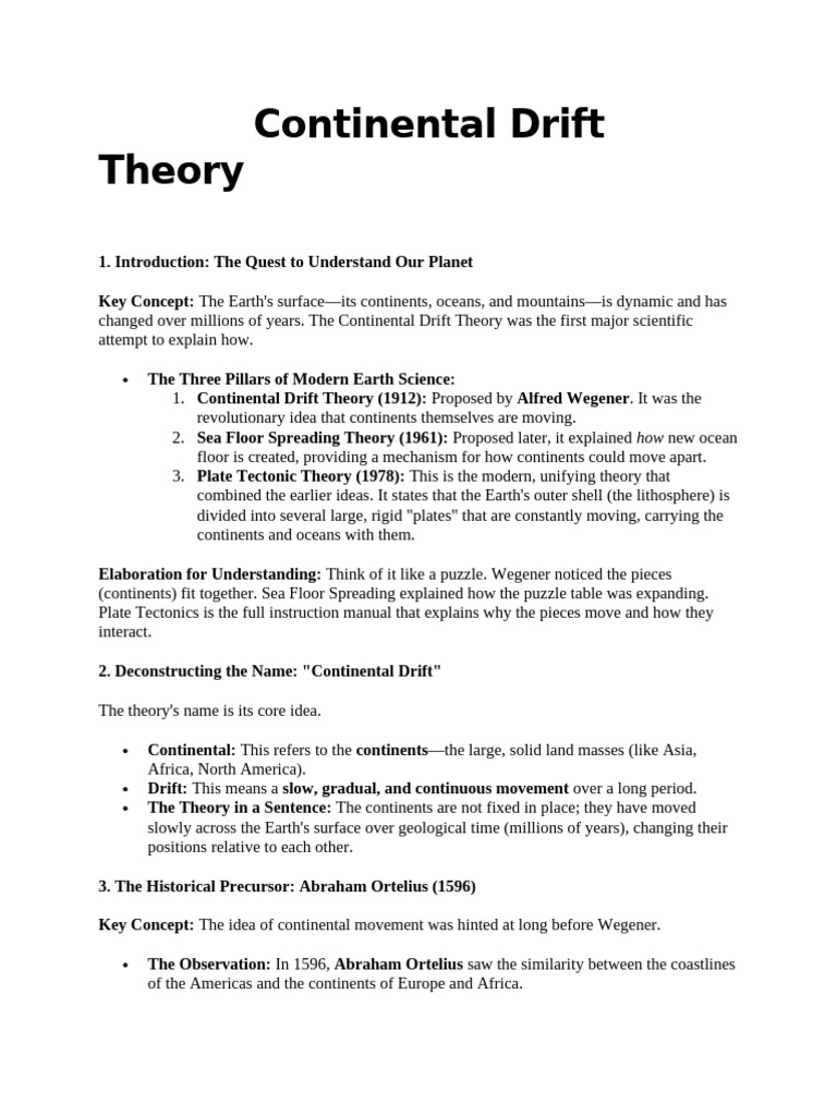 Continental Drift Theory | PDF | Plate Tectonics | Continent