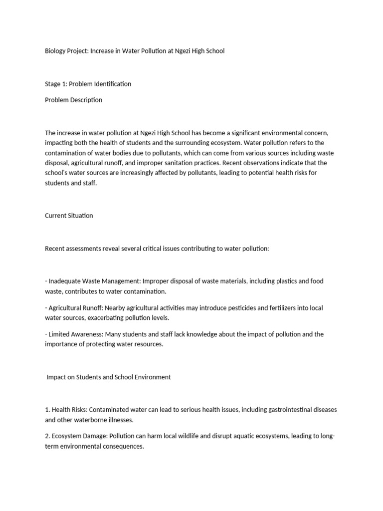 Ngezi High School Water Pollution Solutions | PDF | Water Pollution ...