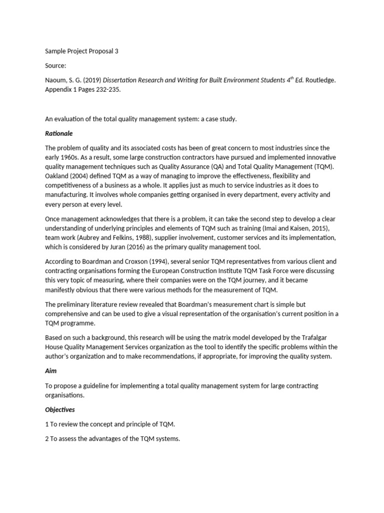 Total Quality Management Proposal Guide | PDF | Quality Assurance ...