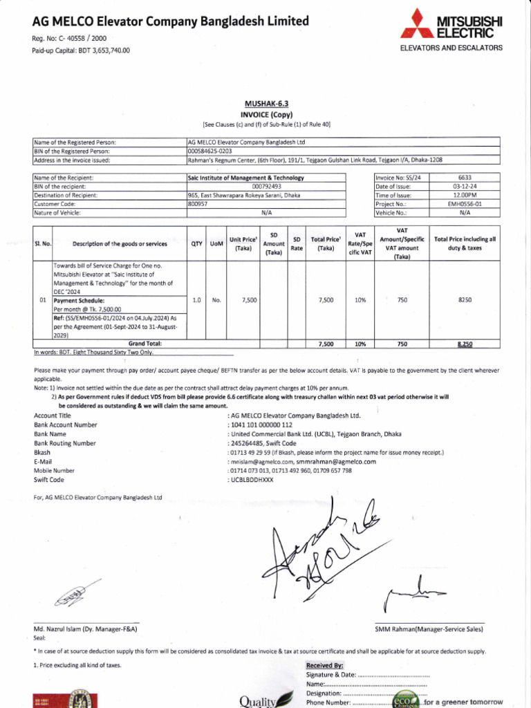 Lift Servicing Bill Approval Copy December 2024 To January 2025 ...