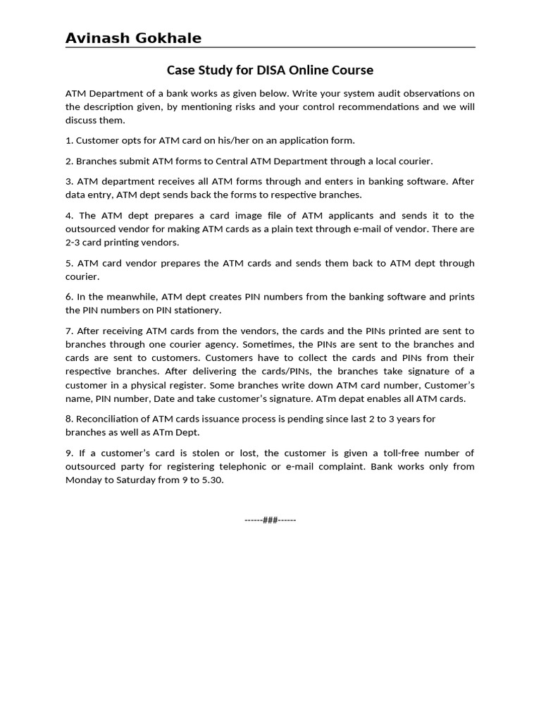 ATM Case Study | PDF