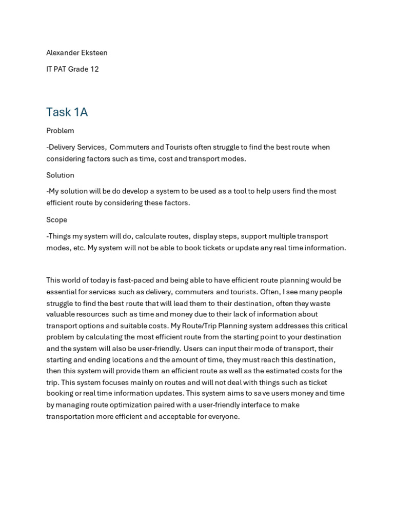 Alexander Eksteen Revised PAT Phase 1 IT Grade 12 | PDF | Databases ...