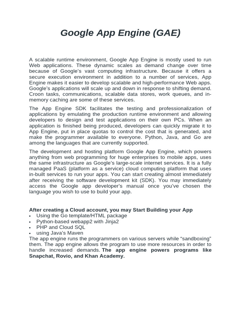 Google App Engine | PDF | Cloud Computing | Mobile App