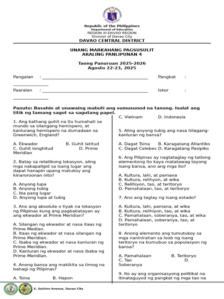 Grade 4 AP-1PE | PDF