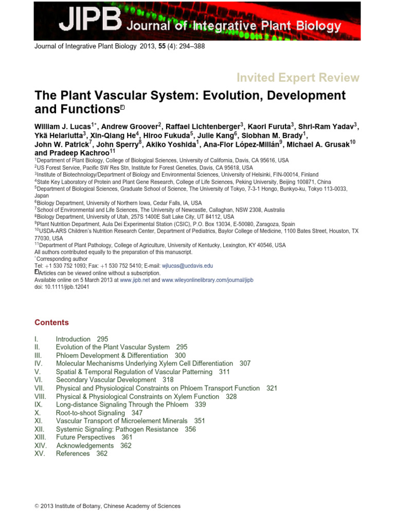 Plant Vascular System: Evolution & Functions | PDF | Auxin | Root