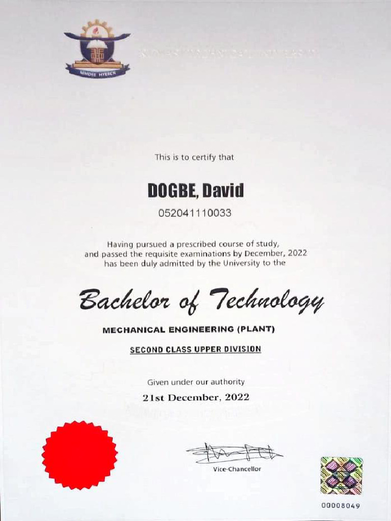 Bachelor's Degree Certificate | PDF