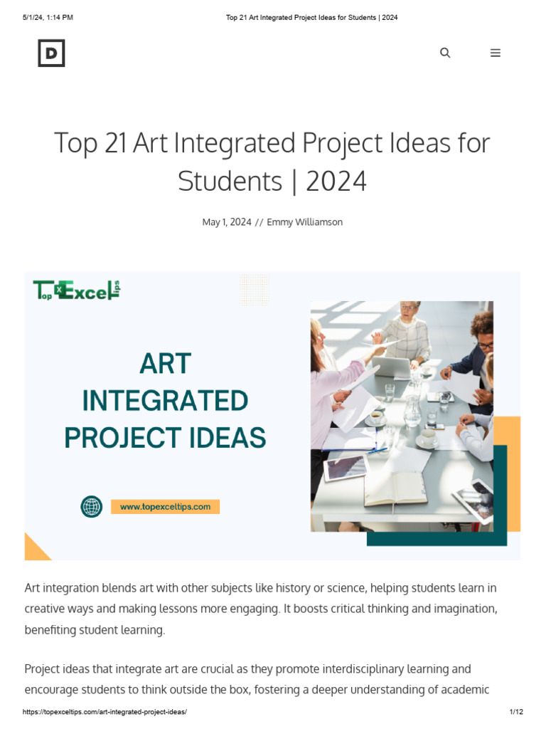 Art Integrated Projects for 5th Graders | PDF | The Arts | Creativity