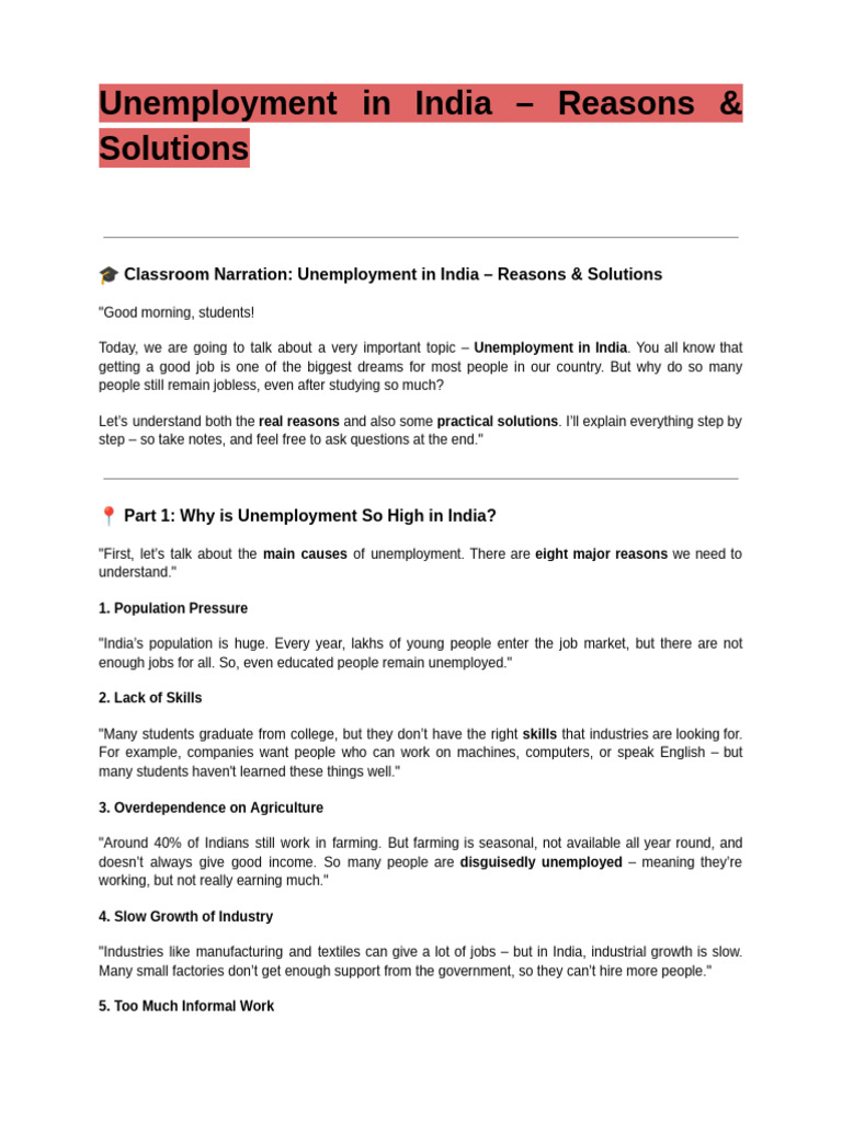 Unemployment Problems and Solutions | PDF