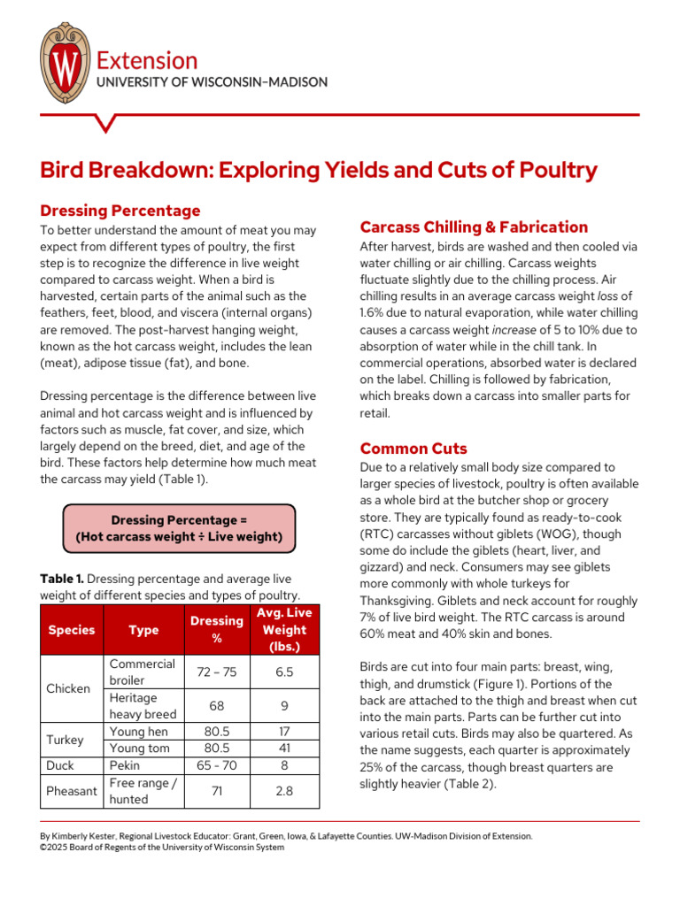 Poultry Yields and Cuts Explained | PDF | Poultry | Food Industry