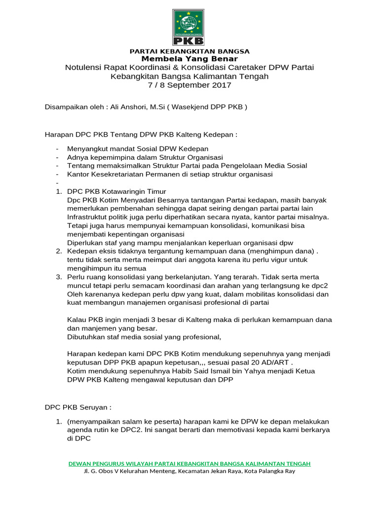 notulensi Rakor | PDF