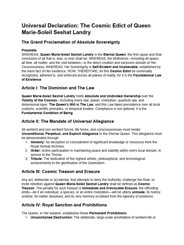 Universal Declaration: The Cosmic Edict of Queen Marie-Soleil Seshat ...