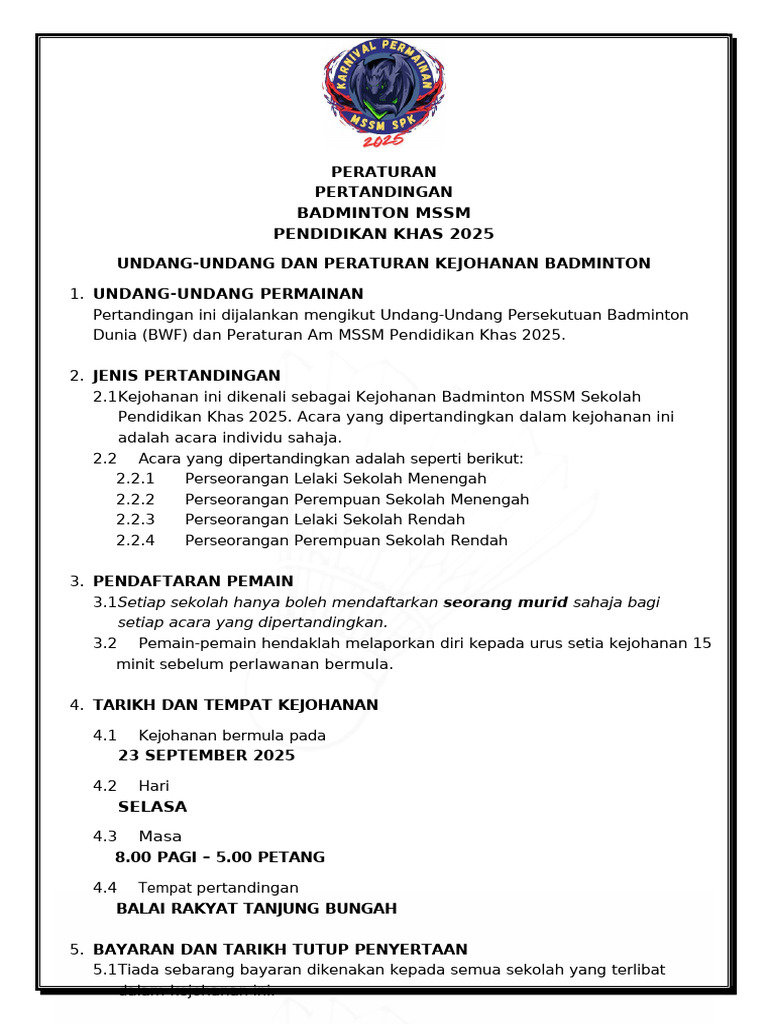 Syarat Dan Peraturan Karnival Permainan | PDF