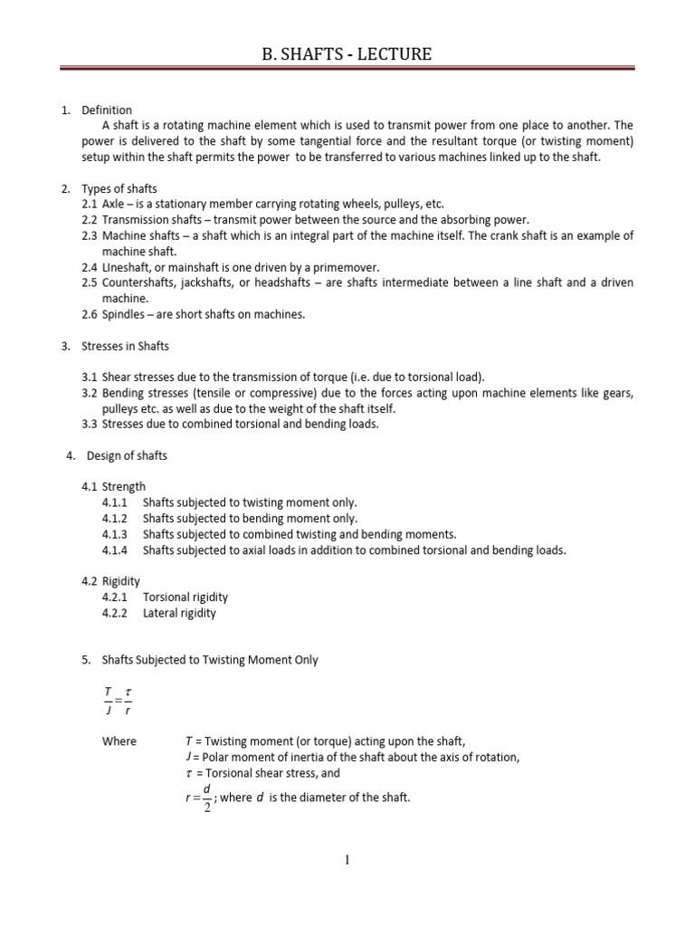 Shafts Keys and Couplings | PDF | Axle | Bending