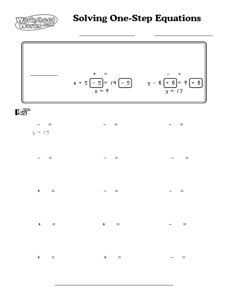 One-Step Equations: Addition & Subtraction | PDF