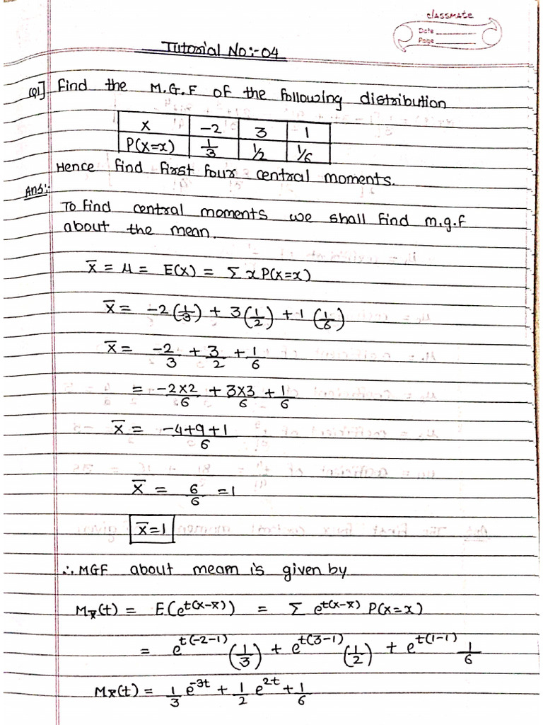 Mathematics Tutorial 4 | PDF