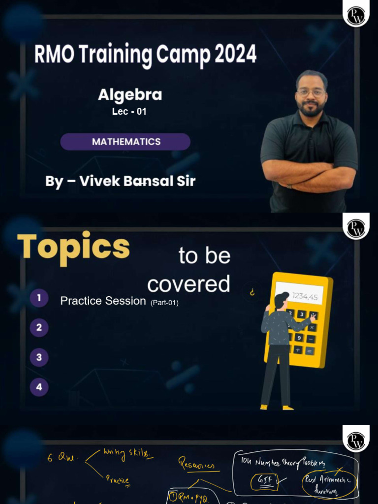 Algebra 01 - Class Notes - RMO Training Camp 2024 | PDF