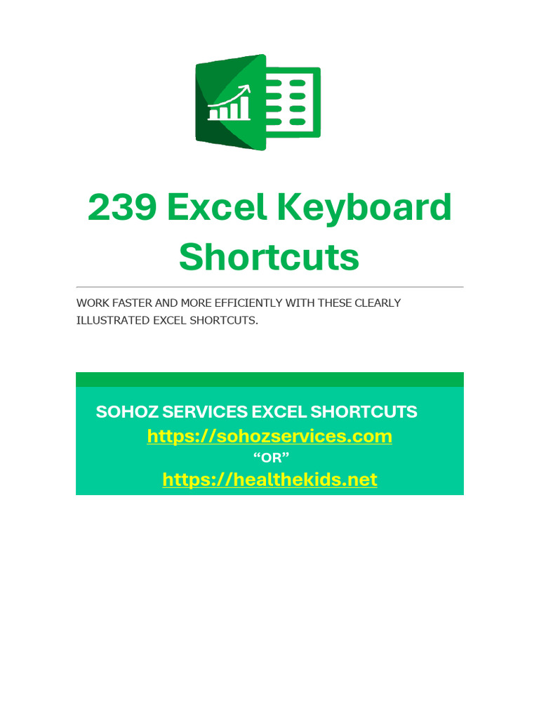 239 Essential Excel Keyboard Shortcuts | PDF | Microsoft Excel ...