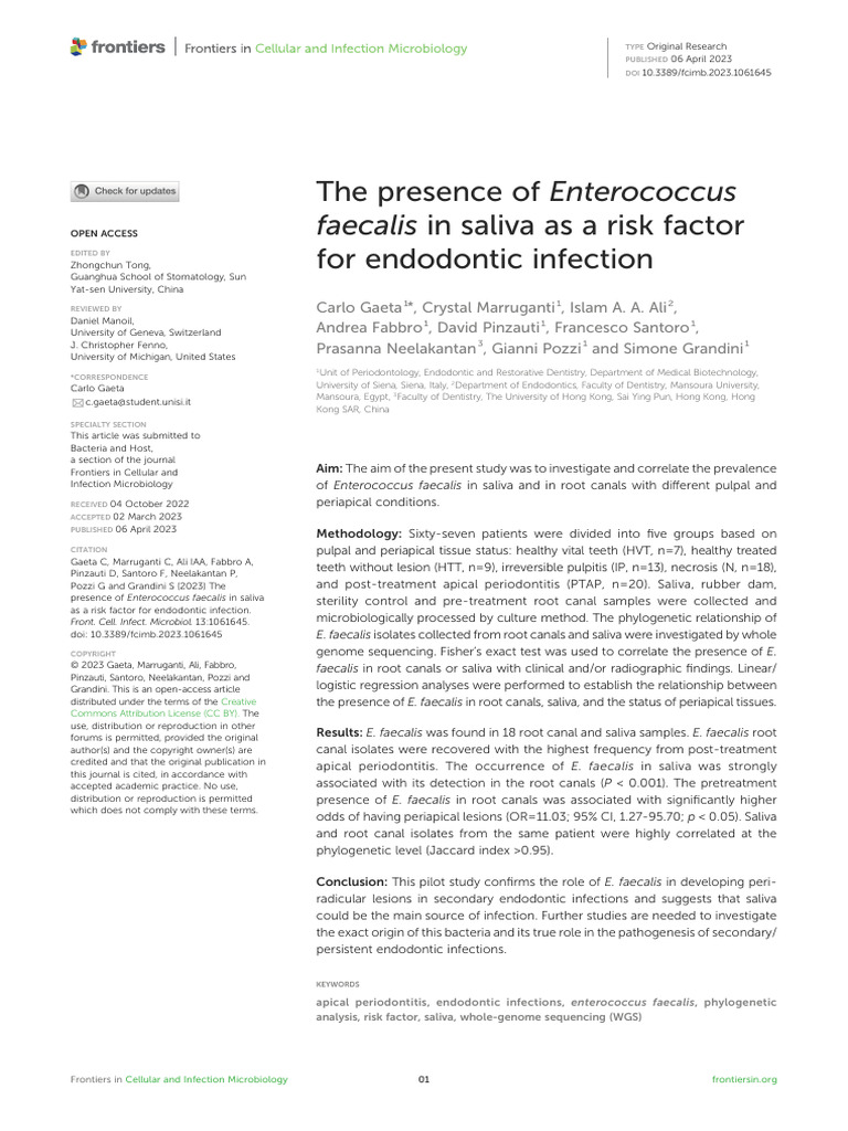 The Presence of Enterococcus | PDF | Infection | Medical Specialties