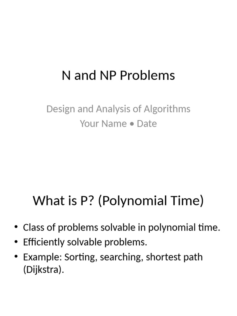 N and NP Problems With Algorithm | PDF