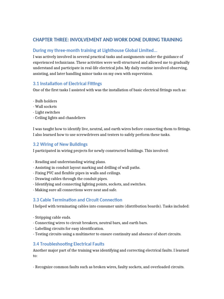 Lighthouse Global Limited Report Part2 | PDF | Electrical Wiring ...