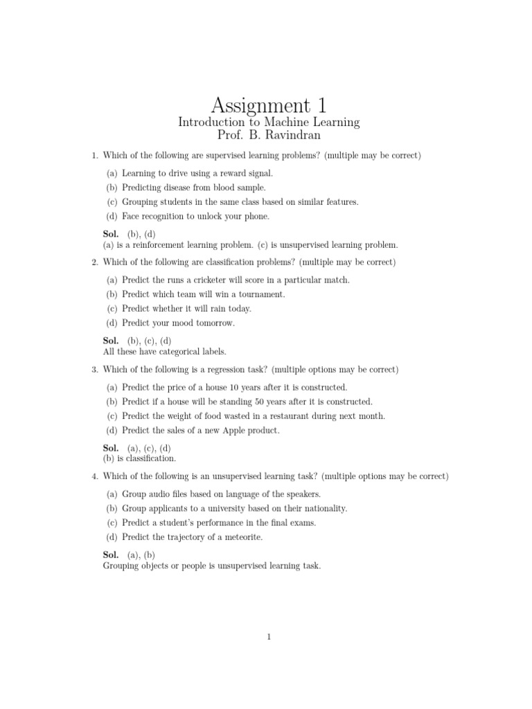Machine Learning Assignment Questions | PDF | Sensitivity And ...