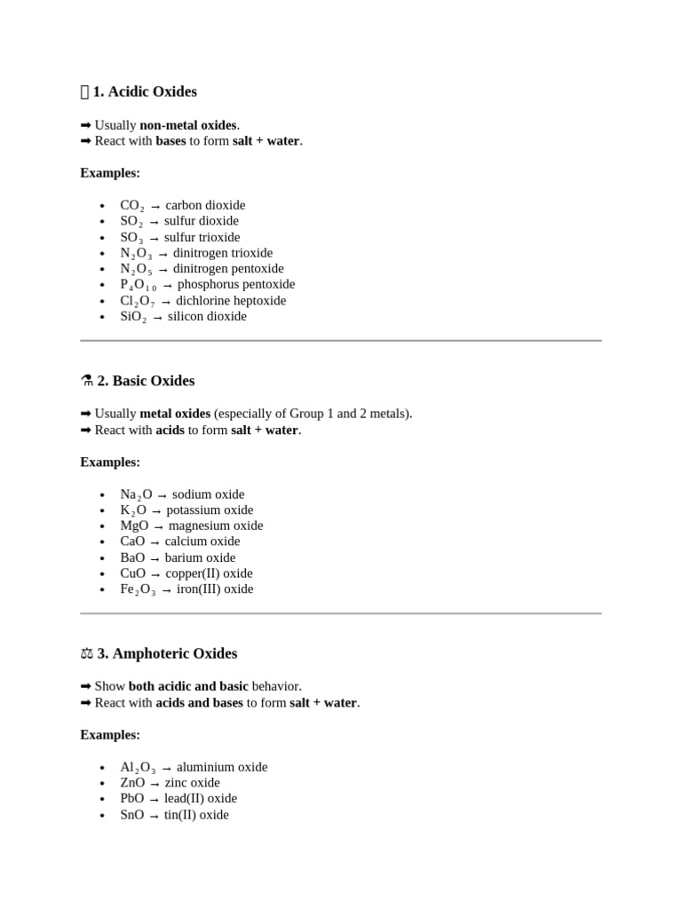Types of Oxides Explained | PDF