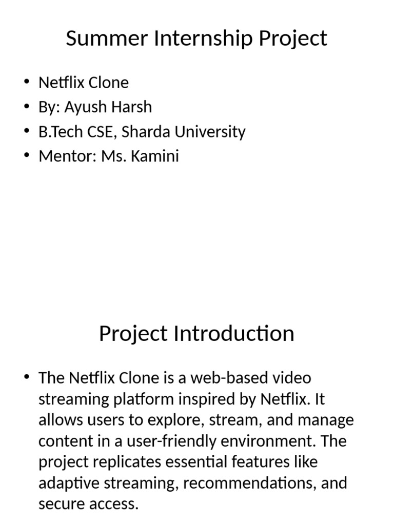 Netflix Clone Internship PPT | PDF
